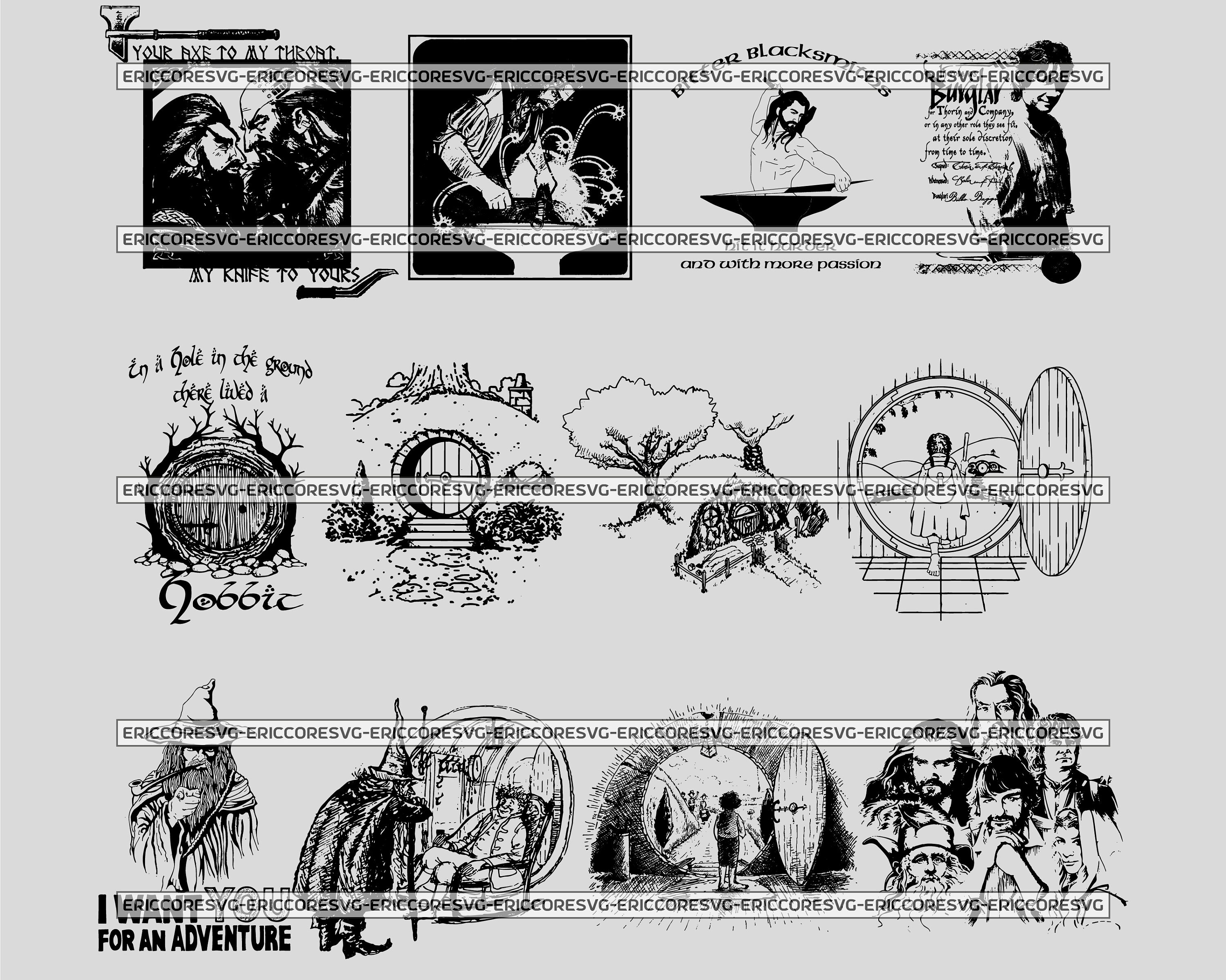 The Hobbit Artwork Svg, LOTR Art Svg, the Hobbit Bundle Svg Package ...