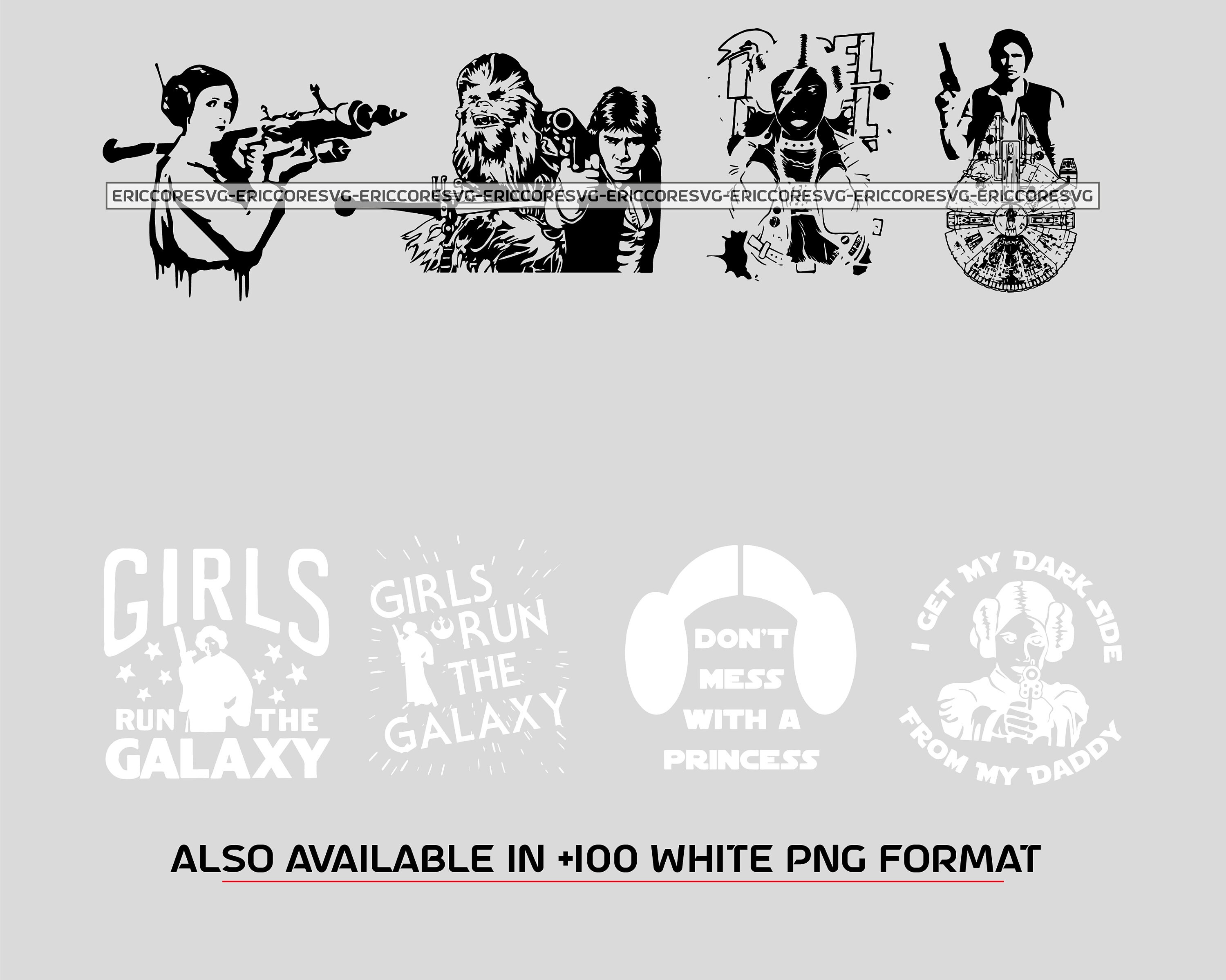 Princess Leia Svg Bundle, Star Wars Princess Silhouette, Darth Vader ...