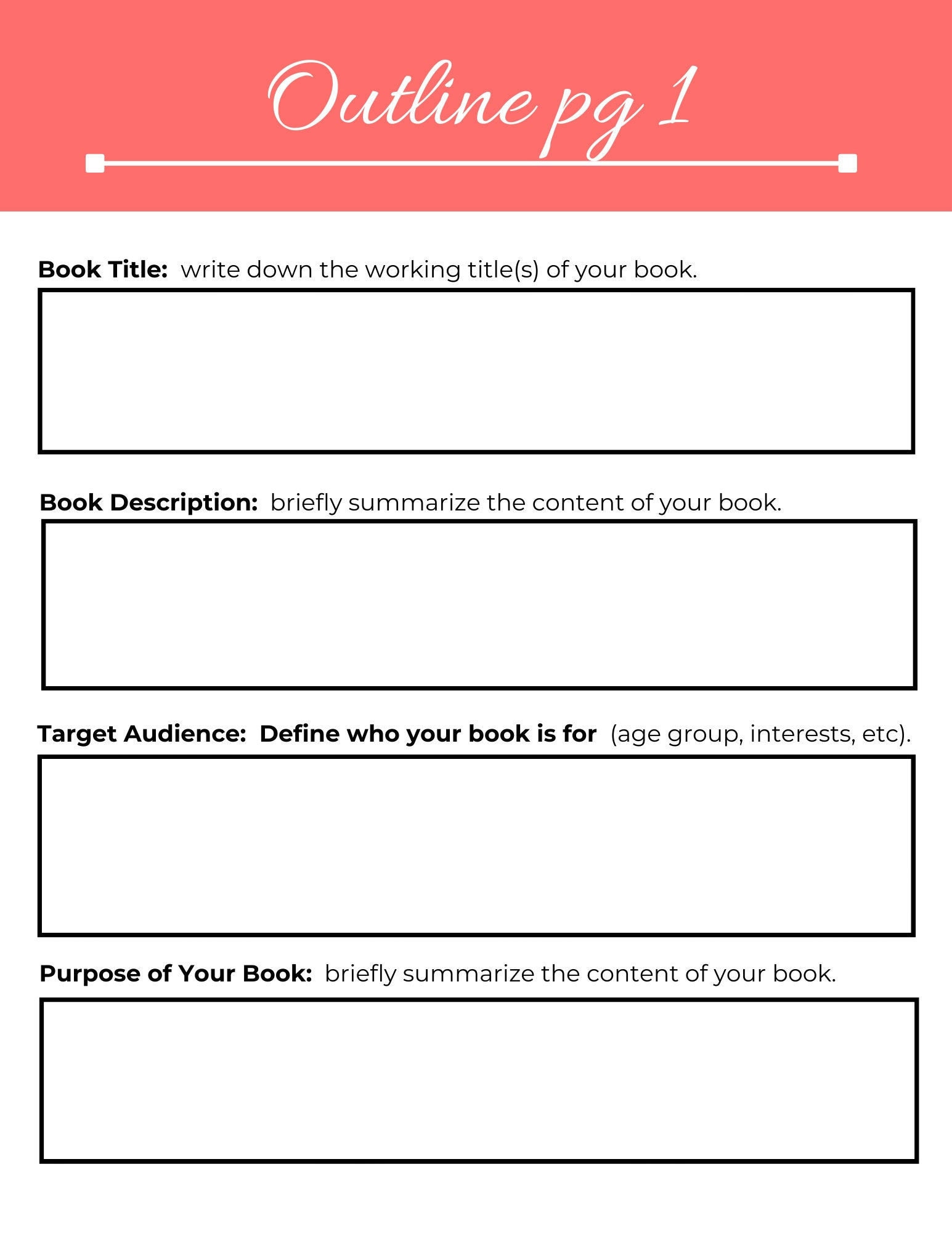 Book Outline Workbook - Etsy