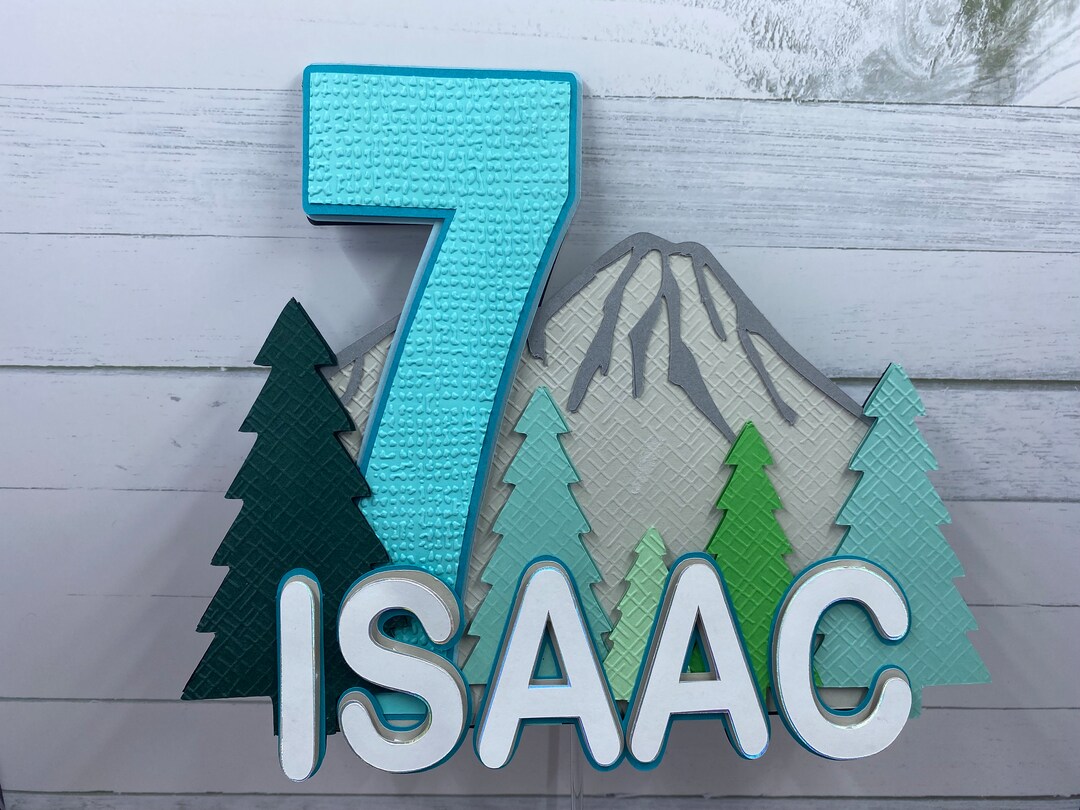 Forest, Mountain Themed Birthday Cake Topper With Customizable Name and ...
