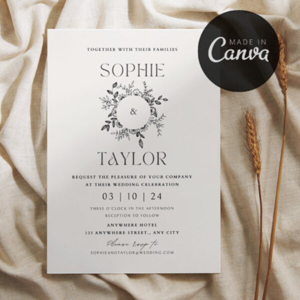 One Page Wedding Invitation - Etsy
