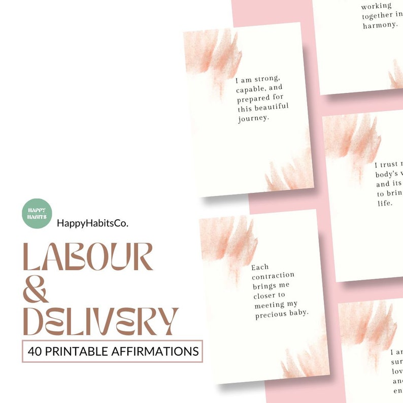 40 Printable Affirmation Cards for Labor & Delivery Positive Birth ...