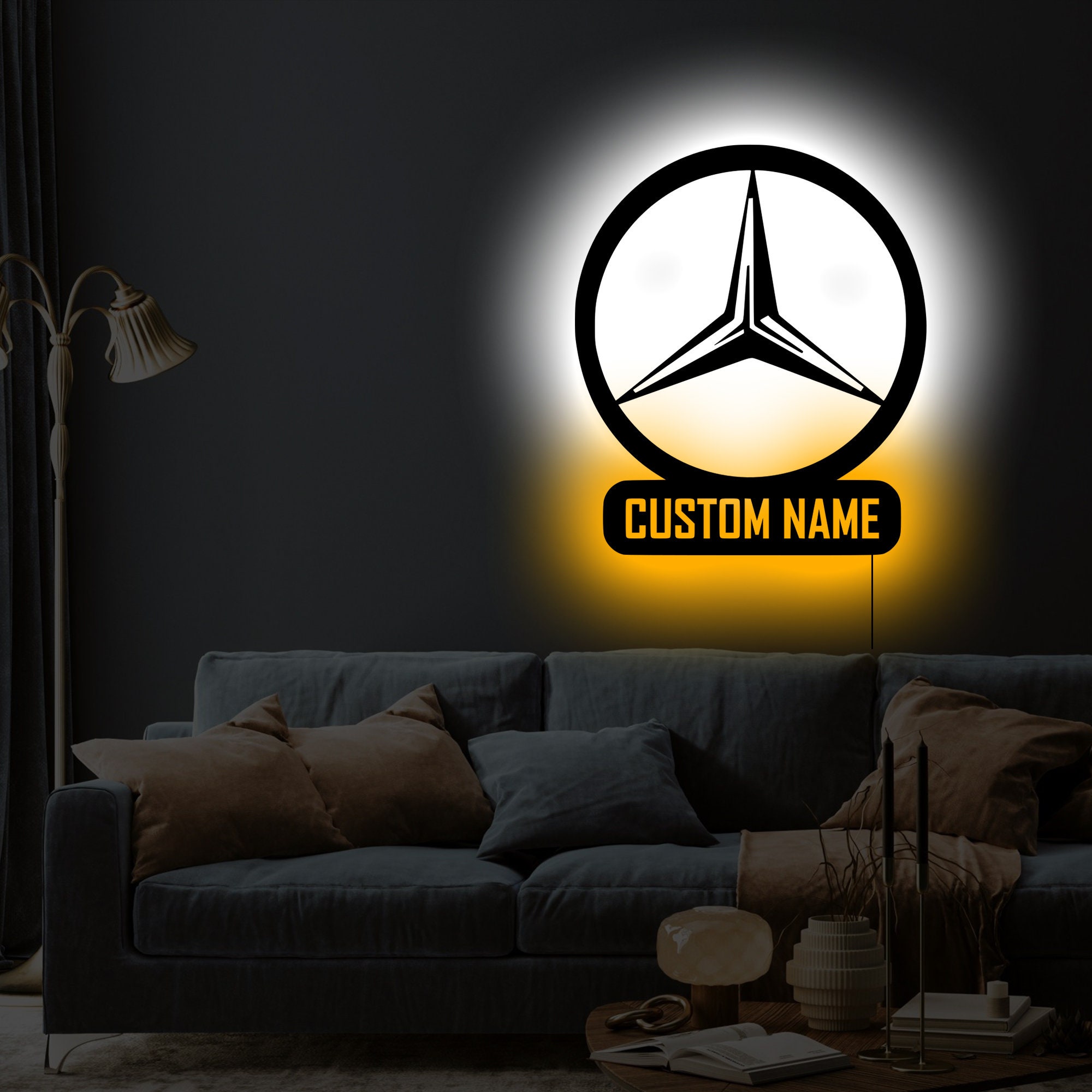 Mercedes Wall Decor Led Sign, Mercedes AMG Led Light, Wood Wall Decor ...