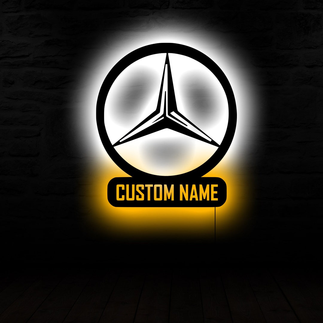 Mercedes Wall Decor Led Sign, Mercedes AMG Led Light, Wood Wall Decor ...
