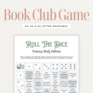 Roll the Dice Fantasy Book Edition, Fun Printable Book Club Game ...