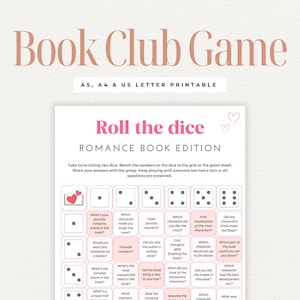 Roll the Dice Romance Book Edition, Fun Printable Book Club Game ...