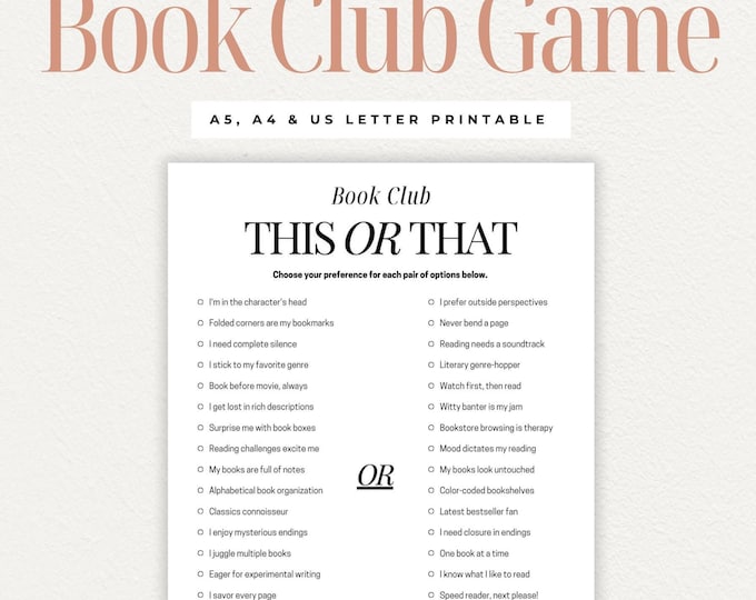 Book Club Game Printable most Likely To, Fun Party Games for Adults ...