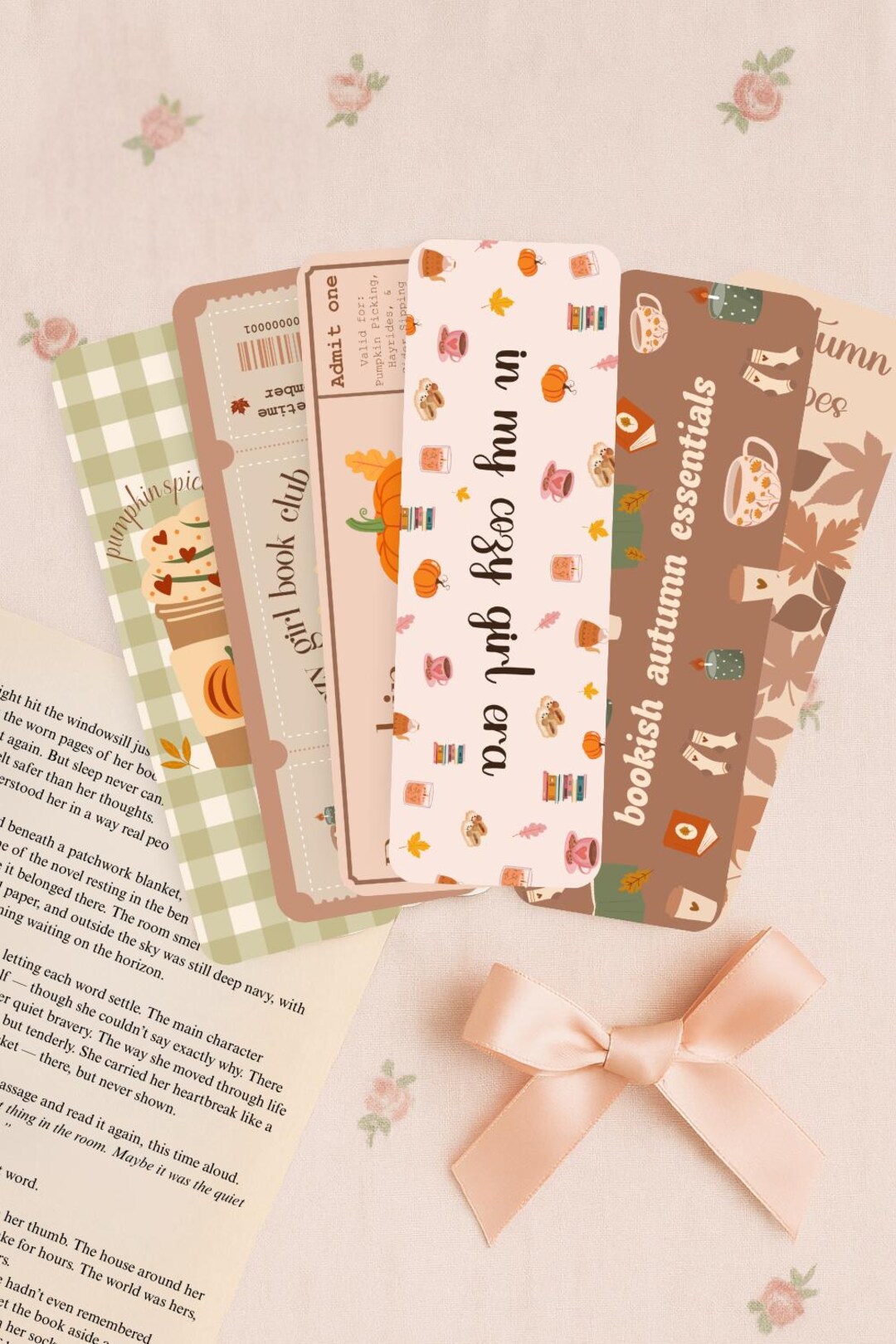 Set of 6 Cozy Fall Printable Bookmarks, Book Lovers Gifts, Autumn ...