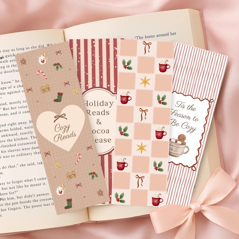 Printable Christmas Bookmarks, Holiday Bookmarks for Readers, Book Club ...