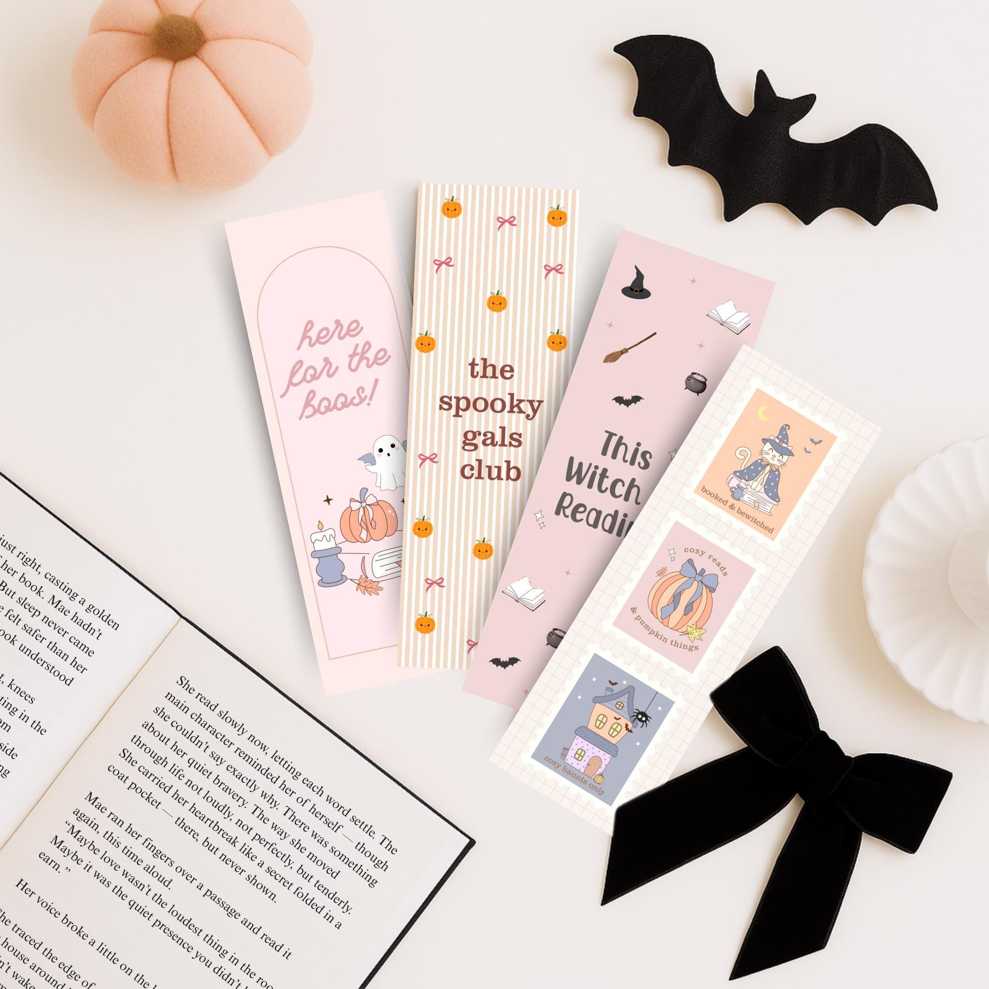 Printable Halloween Bookmarks, Cute Spooky Bookish Bookmarks Set ...