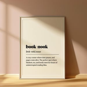 Book-nook Definition Print | Book Wall Art | Book Lover Print | Book ...