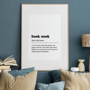 Book-nook Definition Print | Book Wall Art | Book Lover Print | Book ...