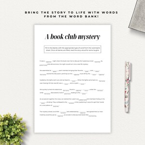 Book Club Fill-in-the-blank Game | Fun Activity for Book Lovers ...