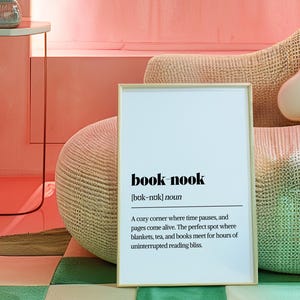 Book-nook Definition Print | Book Wall Art | Book Lover Print | Book ...