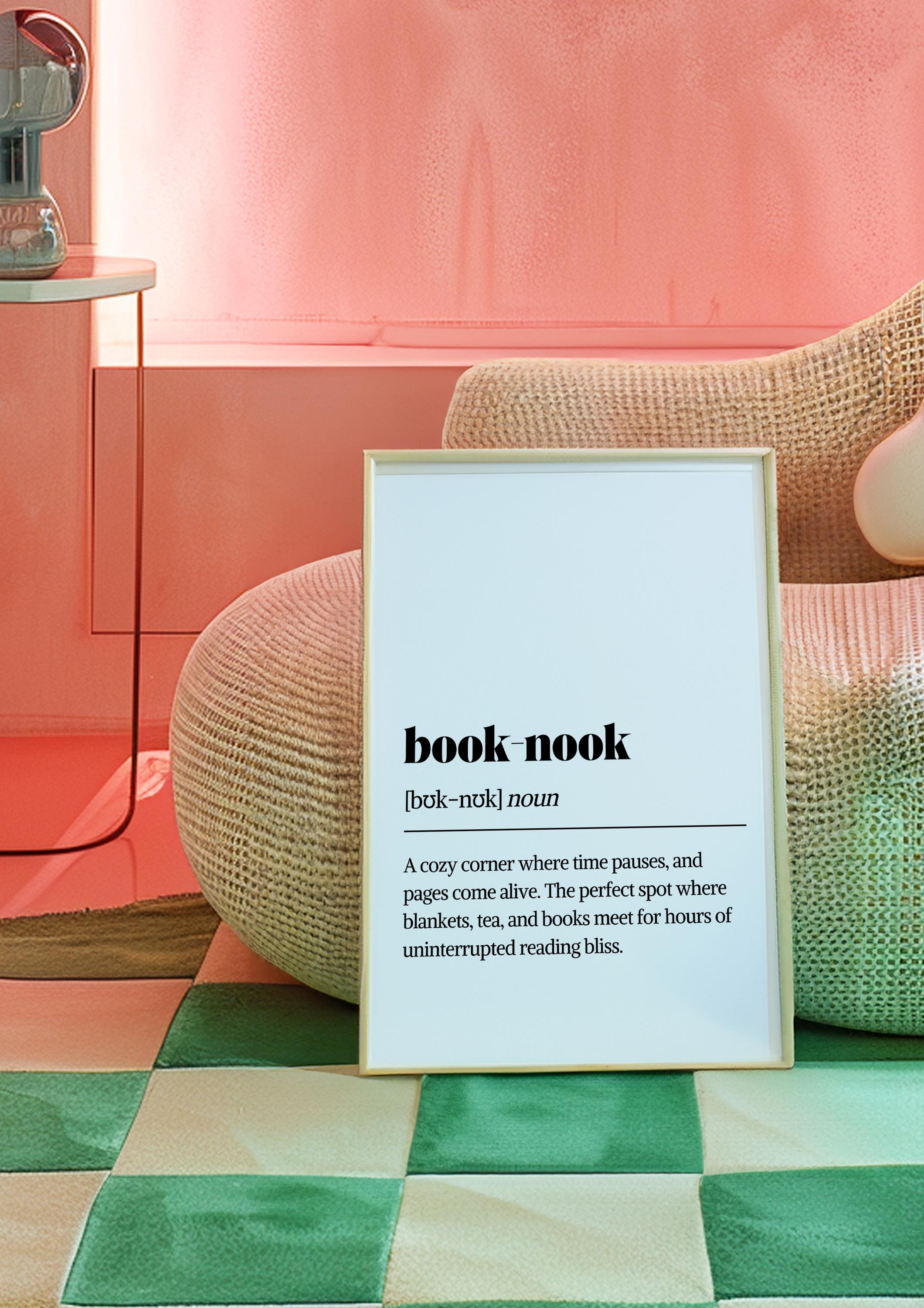 Book-nook Definition Print | Book Wall Art | Book Lover Print | Book ...