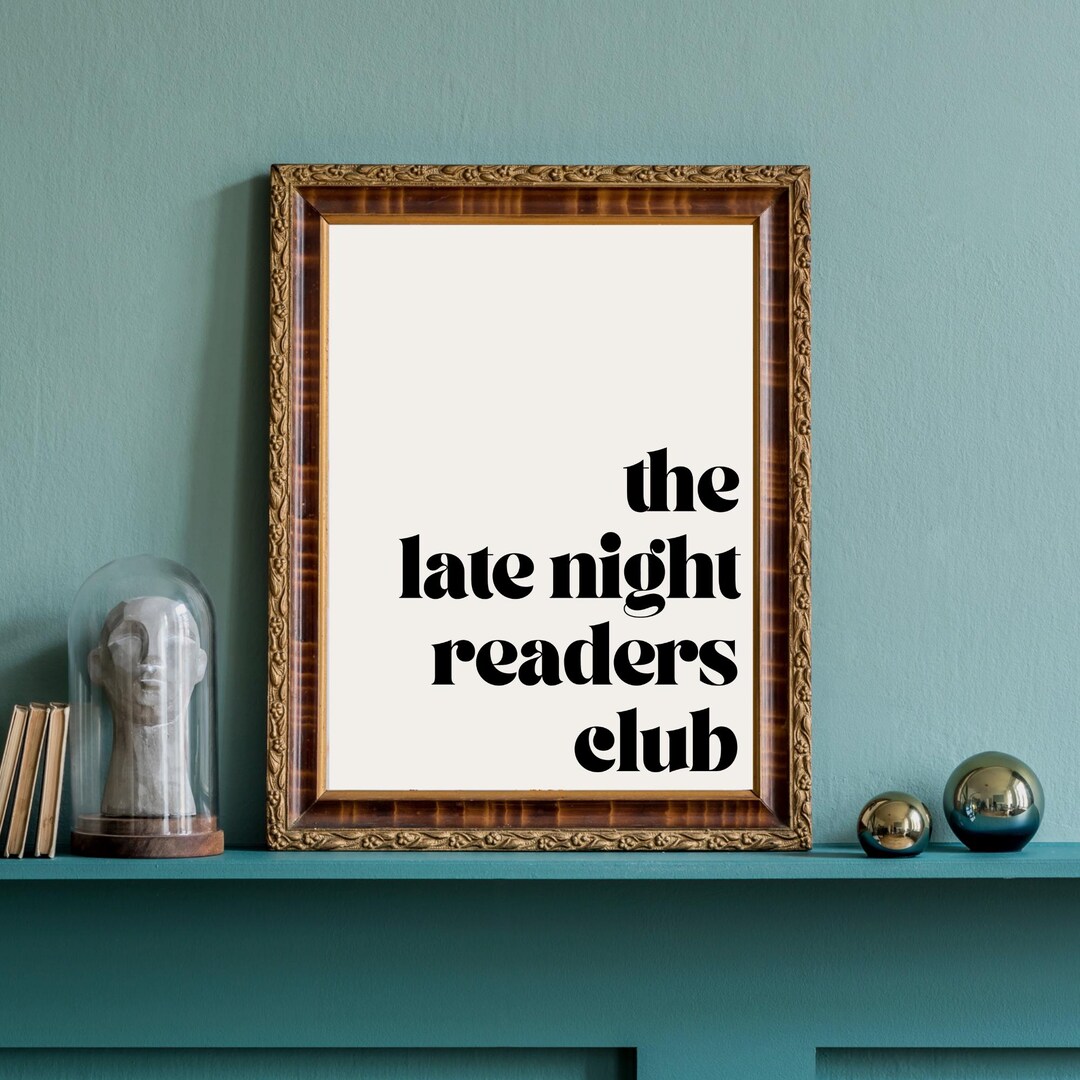 Bookish Wall Art Print the Late Night Readers Club Printable Wall Decor ...