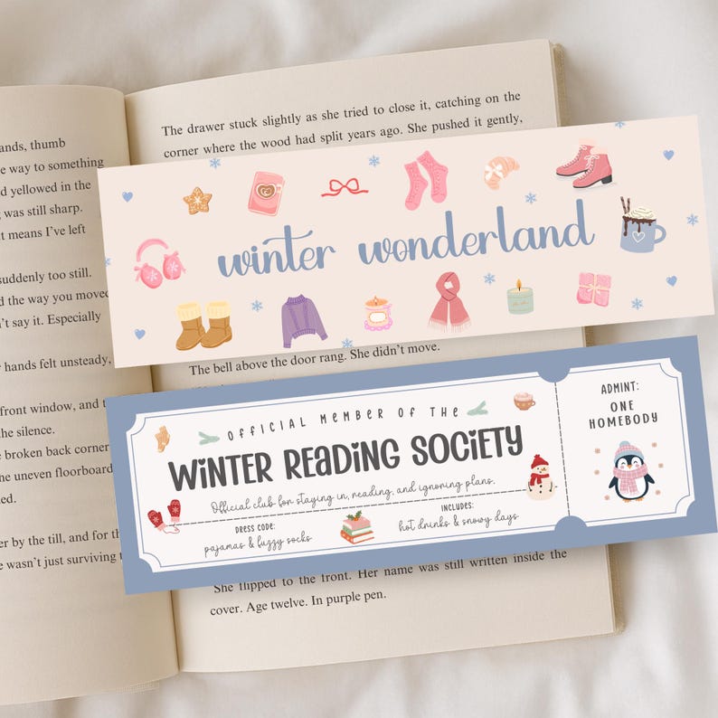 Winter Bookmark Set, Cozy Coquette Bookmarks, Cute Winter Stationery ...