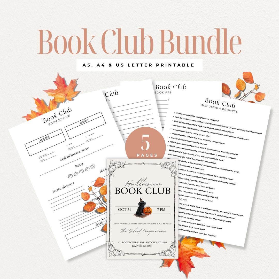 Halloween Book Club Bundle - Printable Halloween-themed Book Review ...