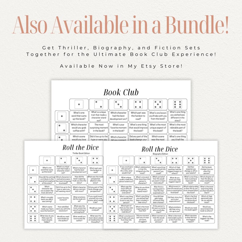 Biography Book Club Game, Roll the Dice Discussion Game, Printable Book ...
