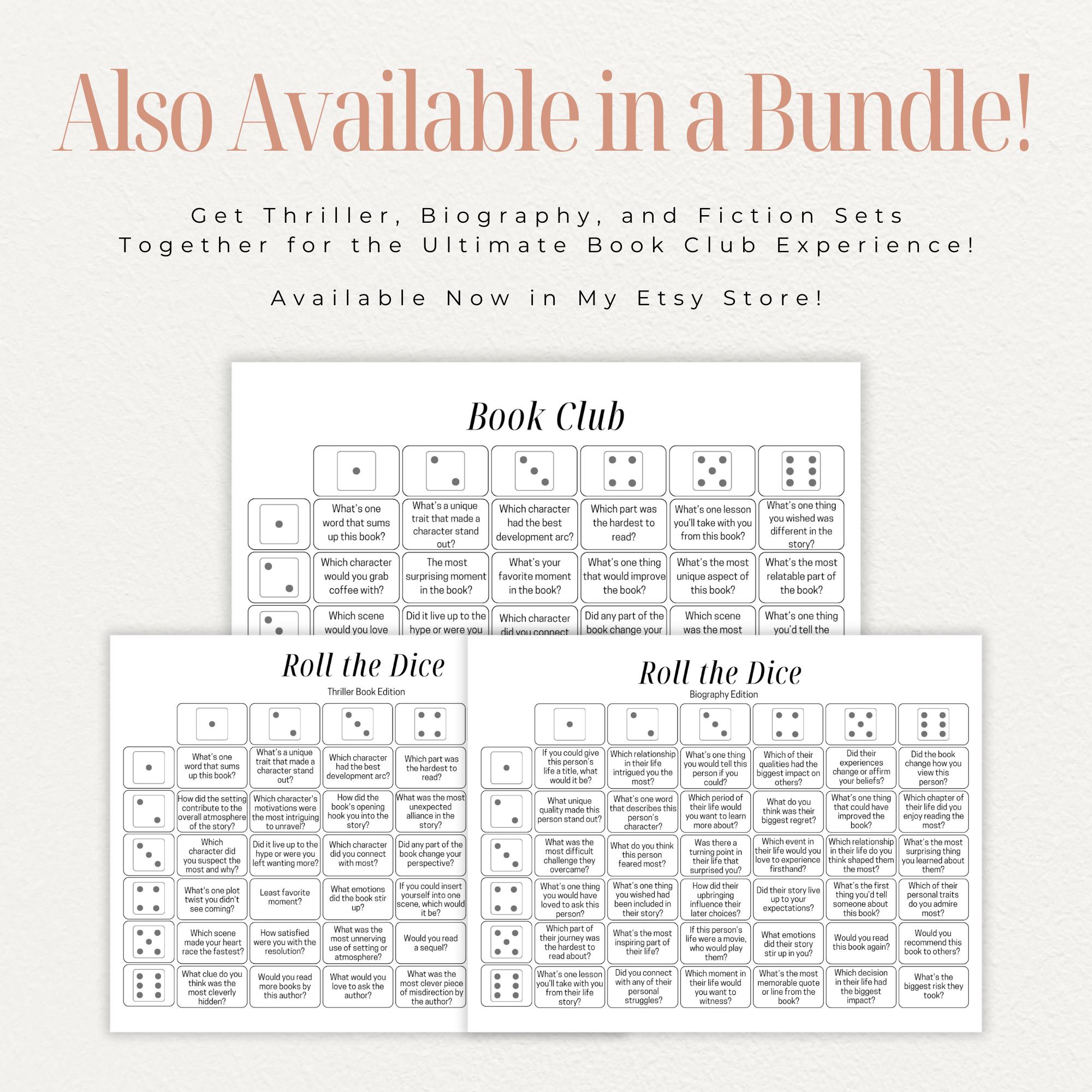 Biography Book Club Game, Roll the Dice Discussion Game, Printable Book ...