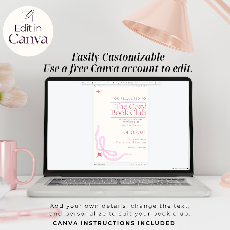 Editable Fall Book Club Invitation | Cozy Printable Invitation | Book ...