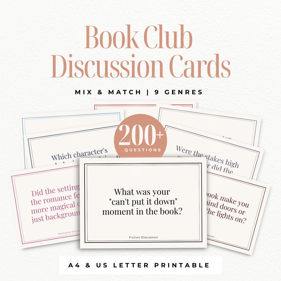 212 Book Club Discussion Cards, Fun Printable Questions, Book Club ...