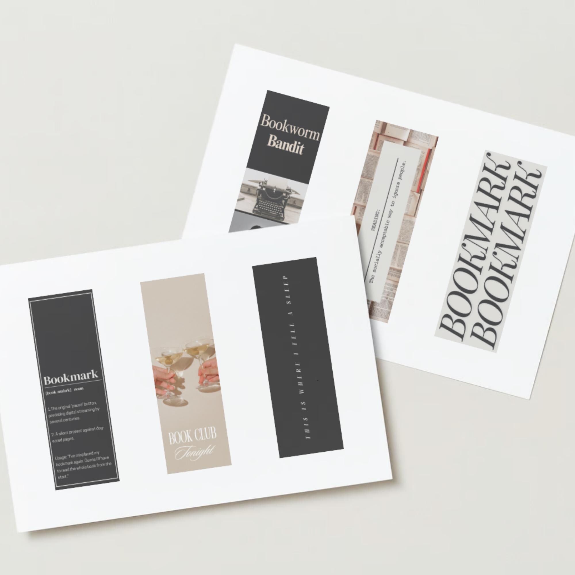 Set of 6 Minimalist Modern Vintage Bookmarks | Printable Book Lover ...