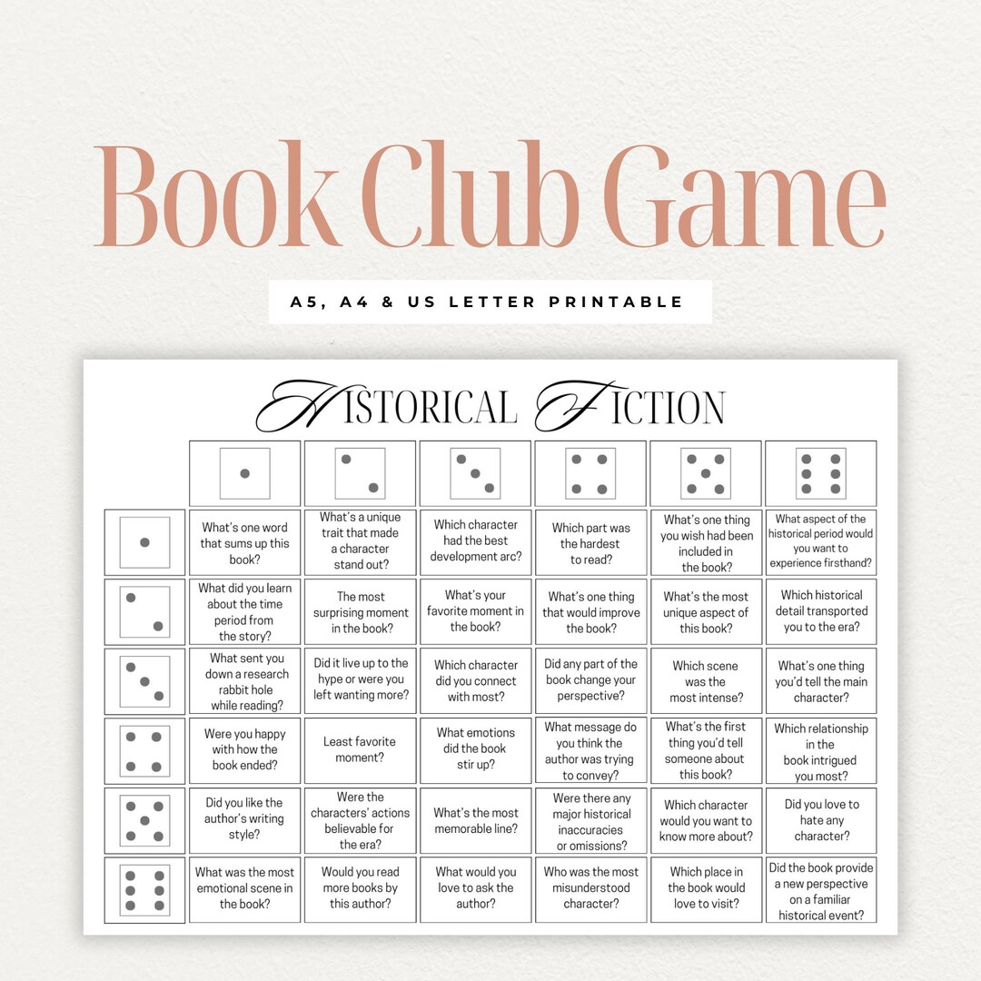 Book Club Discussion Questions Printable, Historical Fiction ...
