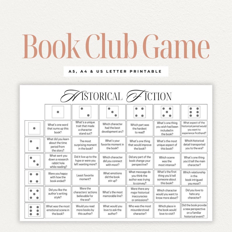 Book Club Discussion Questions Printable, Historical Fiction ...
