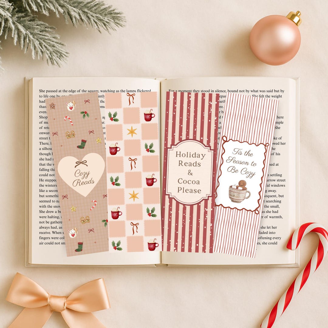 Printable Christmas Bookmarks, Holiday Bookmarks for Readers, Book Club ...