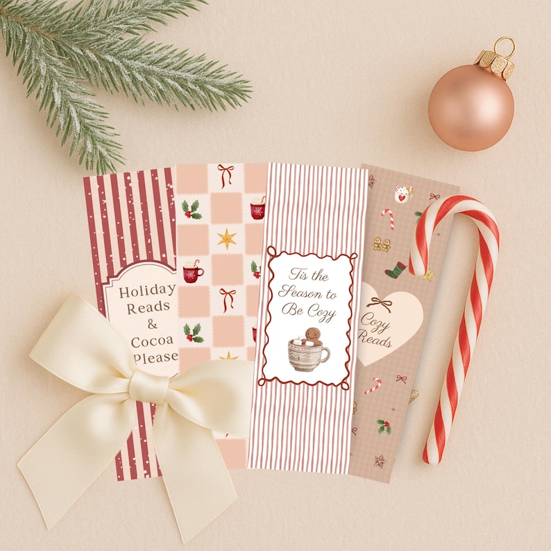 Printable Christmas Bookmarks, Holiday Bookmarks for Readers, Book Club ...