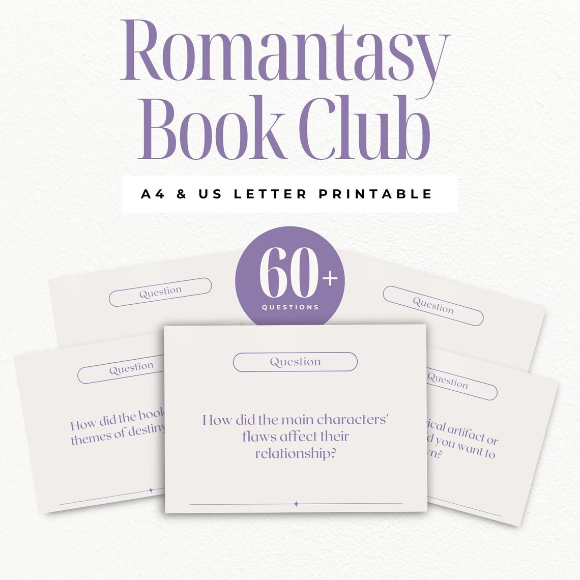 60 Romantasy Book Club Cards | Printable Fantasy Romance Discussion ...