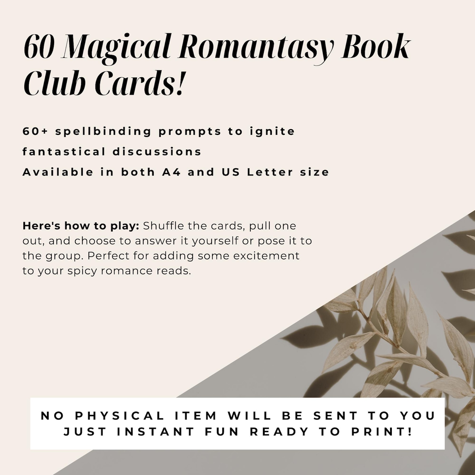 60 Romantasy Book Club Cards | Printable Fantasy Romance Discussion ...