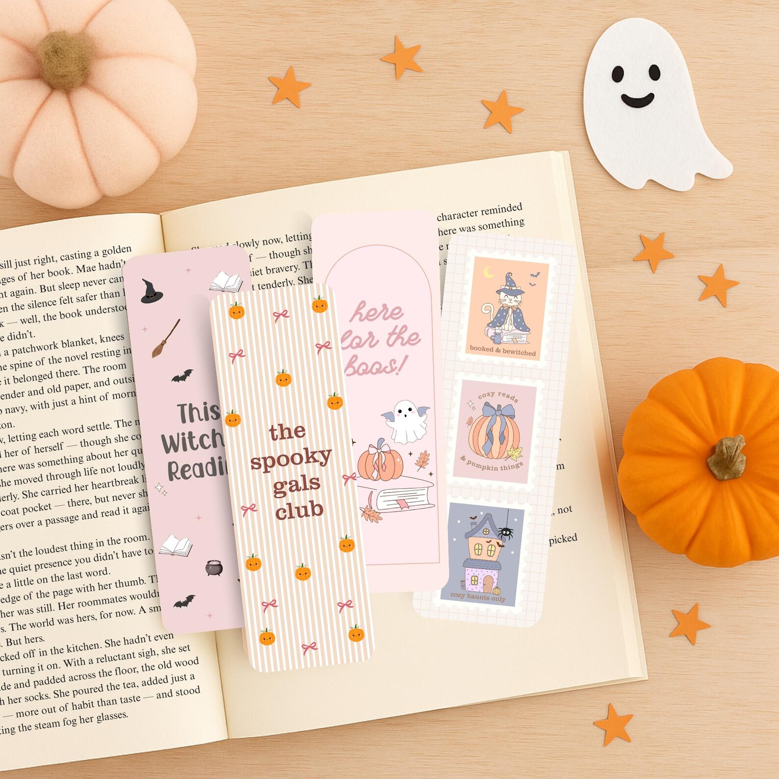 Printable Halloween Bookmarks, Cute Spooky Bookish Bookmarks Set ...