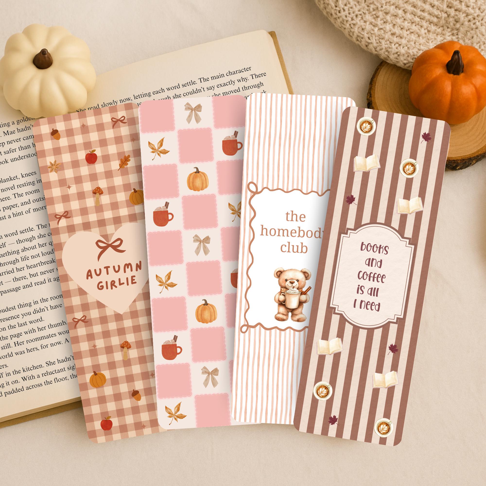 Cozy Bookmark Set, Printable Autumn Bookmarks, Pumpkin Spice and Fall ...