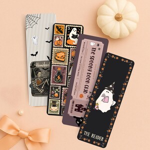 Spooky Halloween Bookmarks Set, Ghost, Skeleton & Pumpkin Bookish ...