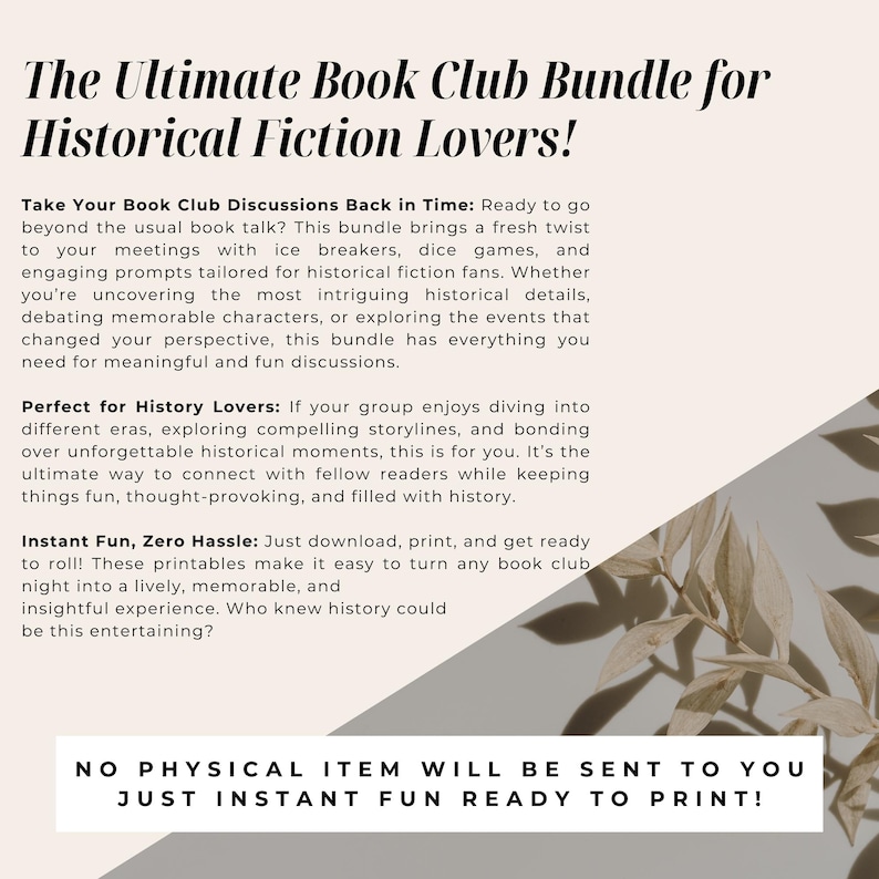 Historical Fiction Book Club Game Bundle, Icebreaker, Roll the Dice ...