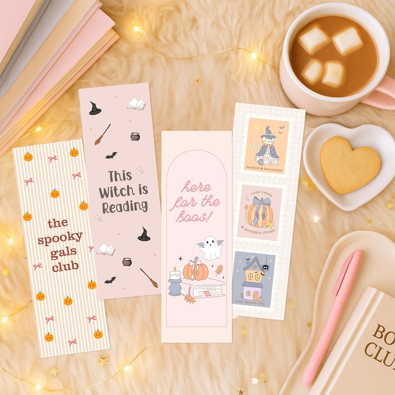 Printable Halloween Bookmarks, Cute Spooky Bookish Bookmarks Set ...