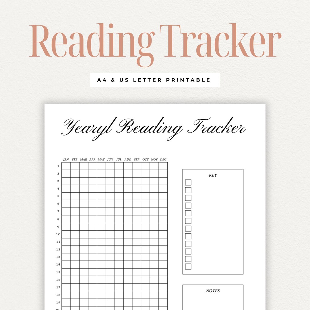 Yearly Reading Tracker Printable, Reading Journal for Book Lovers ...