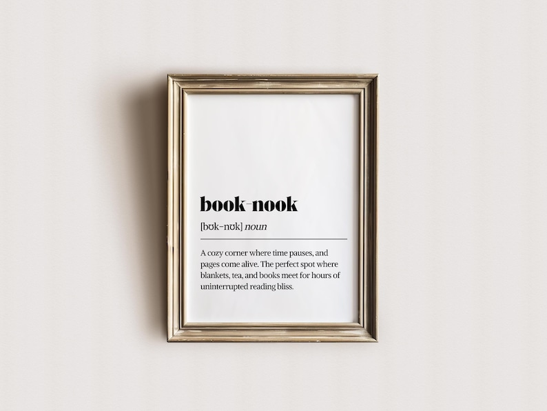 Book-nook Definition Print | Book Wall Art | Book Lover Print | Book ...