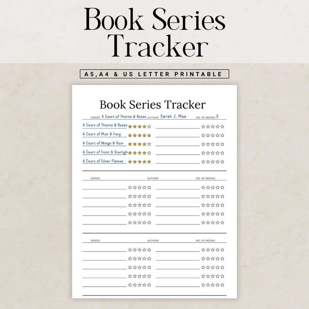 Book Series Tracker Printable, Reading Log for Book Series, Track Books ...