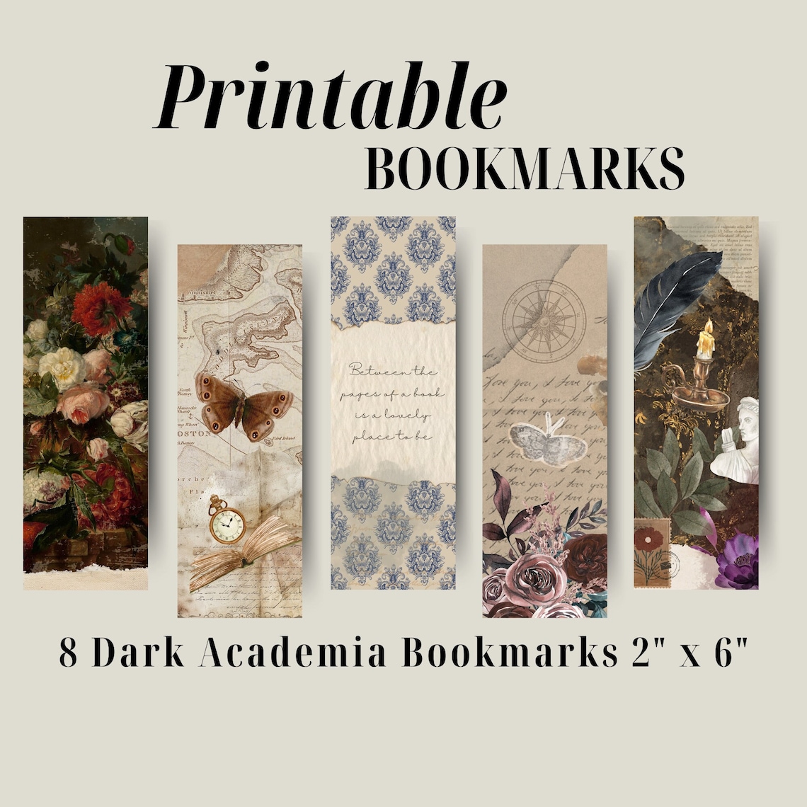8 Dark Academia Bookmarks | Vintage Aesthetic Bookmarks | Antique ...