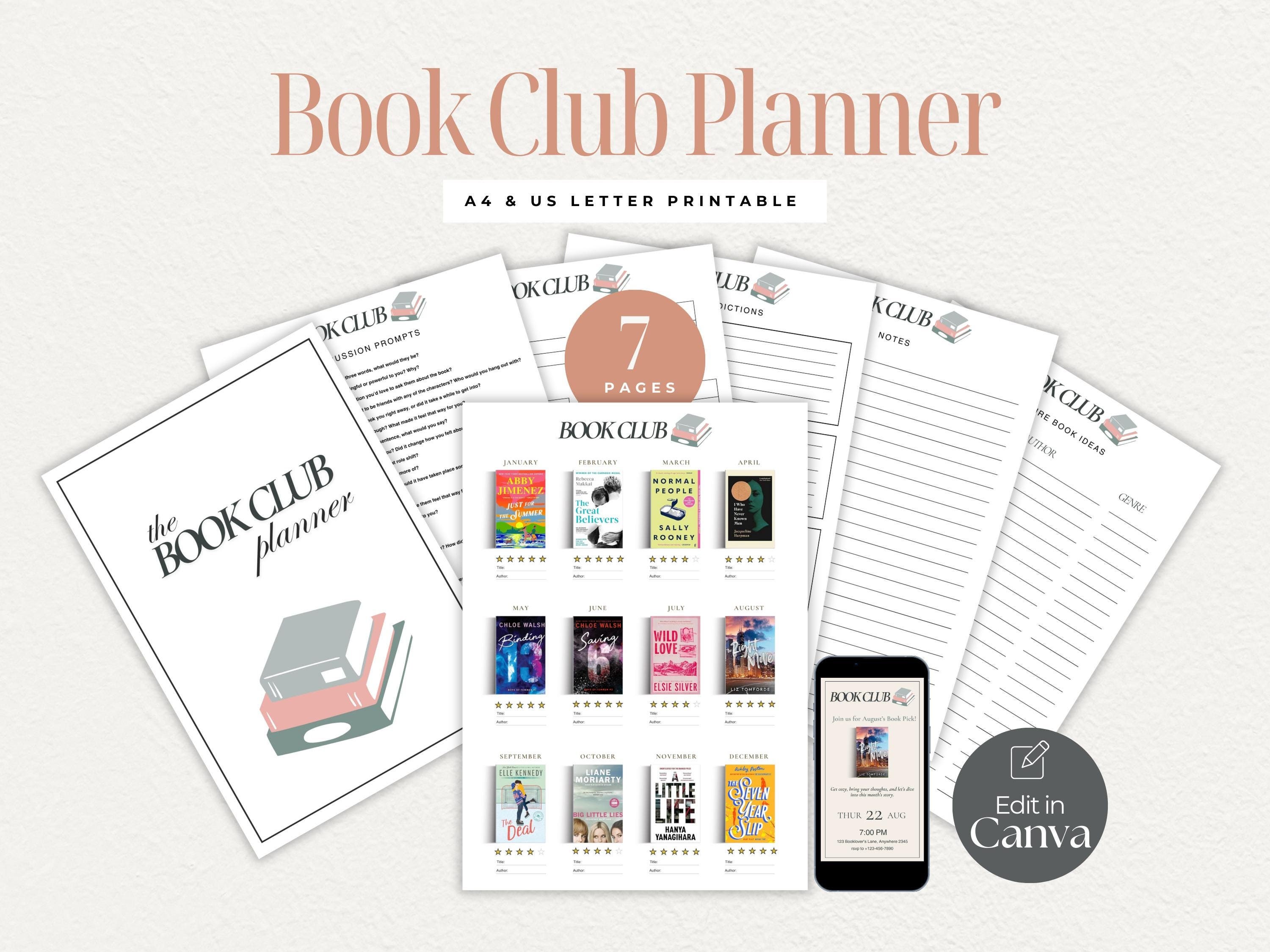Book Club Planner & Organizer | Printable Book Club Templates | Digital ...