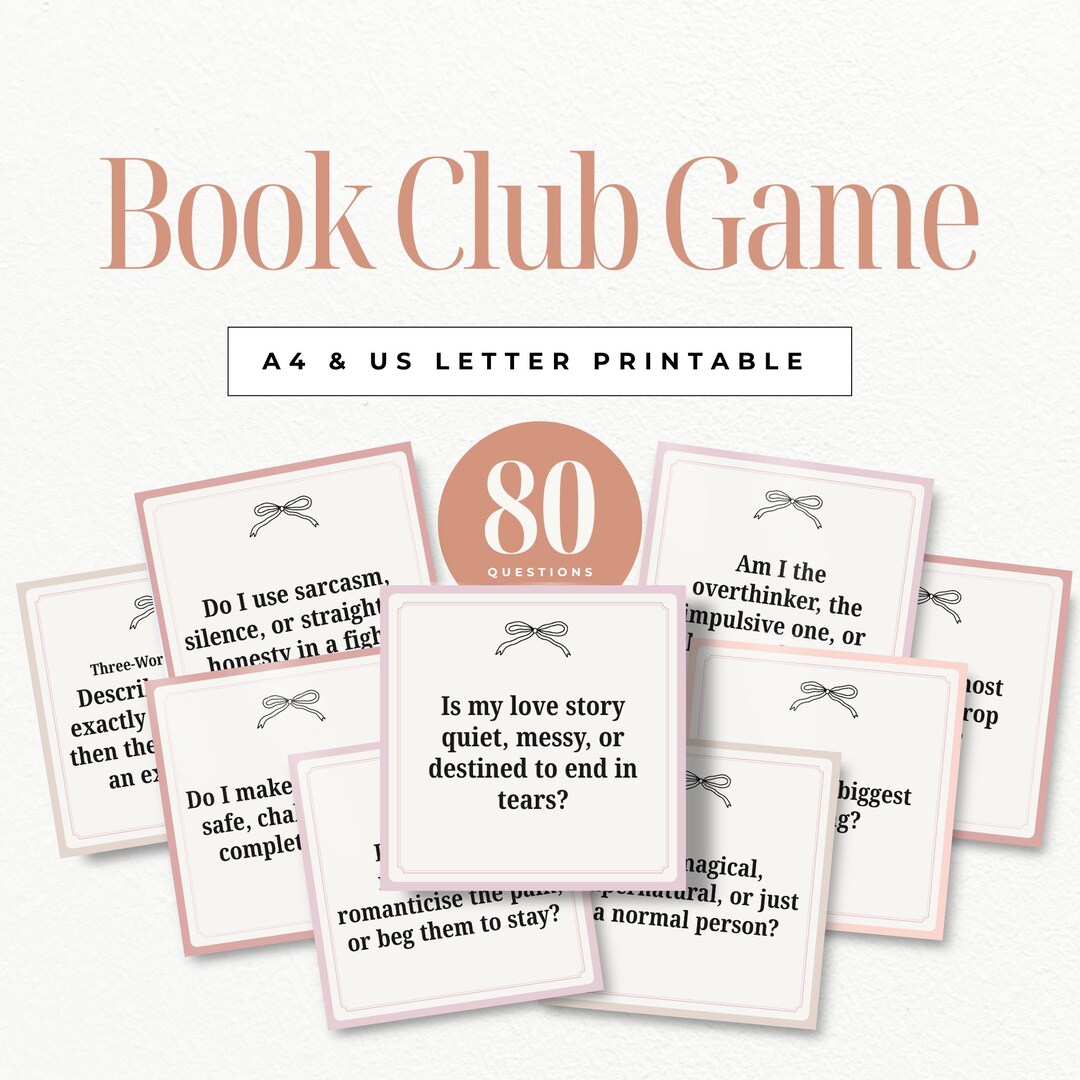 Romance Book Club Game, Guess the Character, Bookish Party Game ...