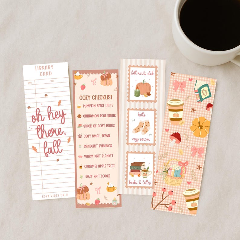 Fall Bookmark Set Printable, Cozy Autumn Book Lover Accessories ...