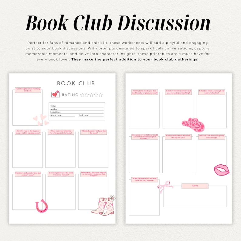 Romance Book Club Questions Printable | Coquette Cow Girl | Book Review ...