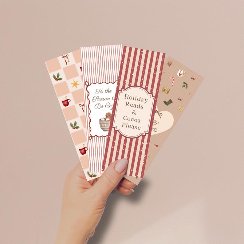 Printable Christmas Bookmarks, Holiday Bookmarks for Readers, Book Club ...