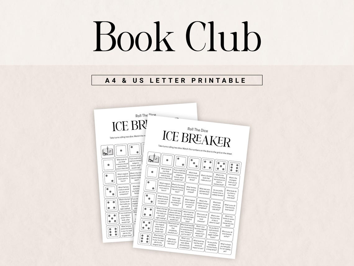 Fantasy Book Club Icebreaker Game, Roll the Dice Book Discussion ...