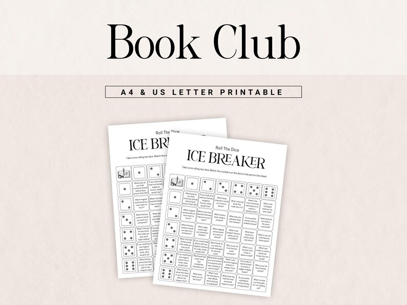 Fantasy Book Club Icebreaker Game, Roll the Dice Book Discussion ...