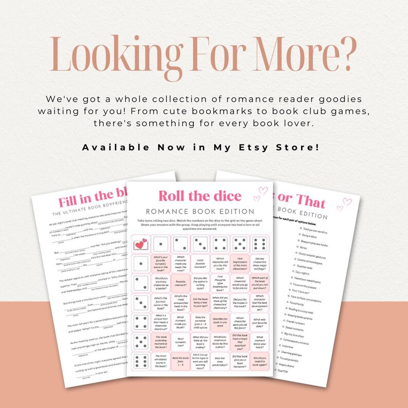 Romance Book Club Ice Breaker Game, Roll the Dice Book Discussion ...